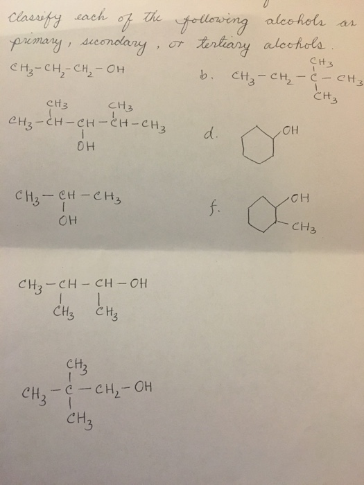 Solved classify each of the following alcohols as a | Chegg.com