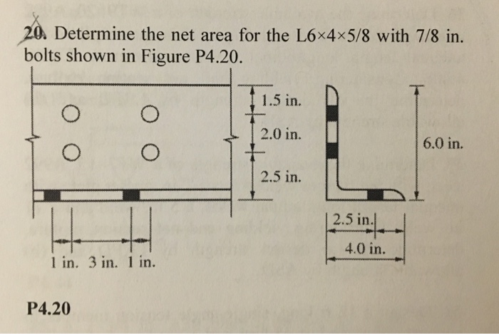 Solved Determine the net area for the L6x4x5/8 with 7/8 in. | Chegg.com