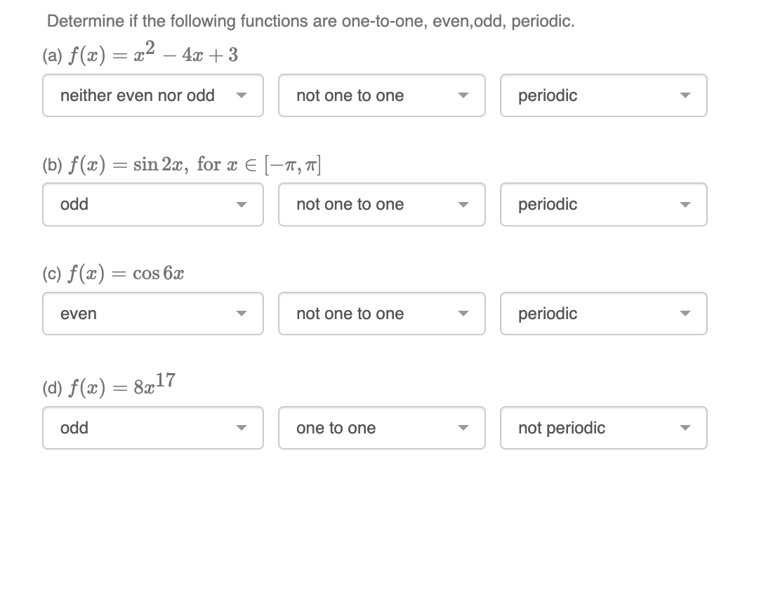 Solved Determine if the following functions are one-to-one, | Chegg.com