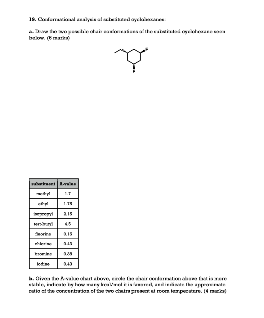 Solved 19. Conformational analysis of substituted | Chegg.com
