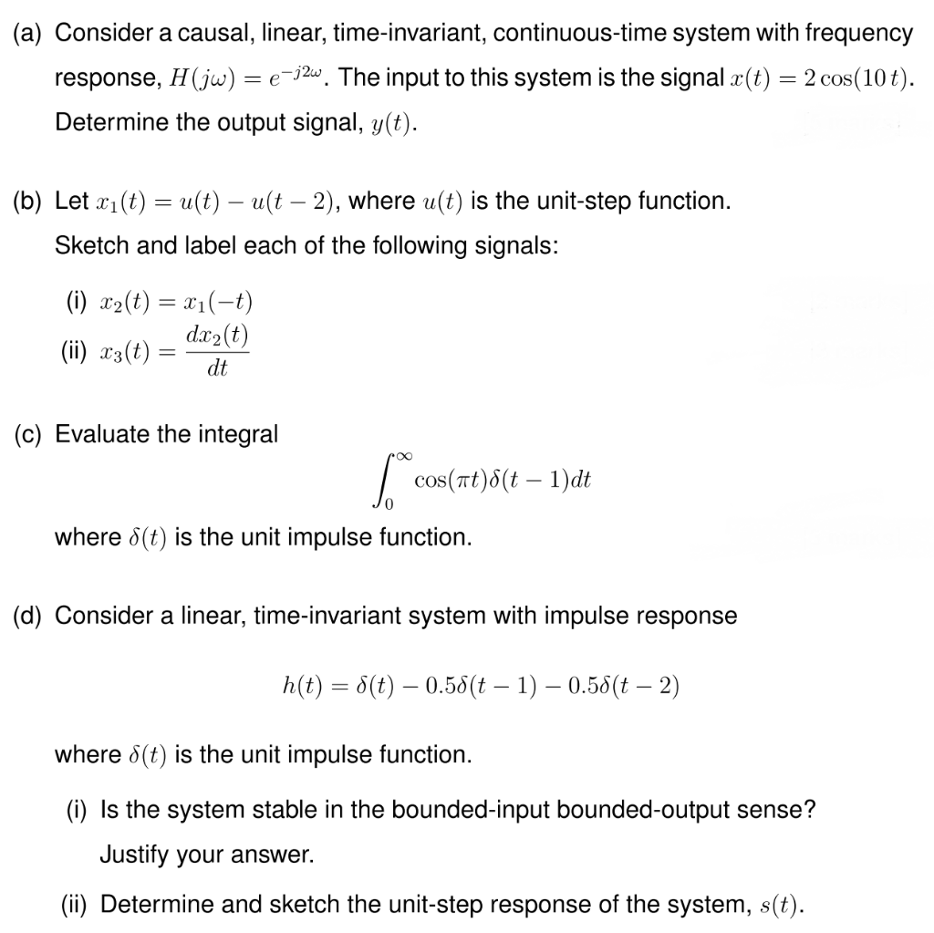 Solved (a) Consider a causal, linear, time-invariant, | Chegg.com