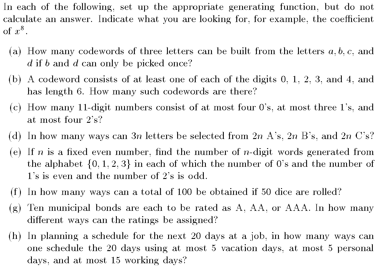Solved In each of the following, set up the appropriate | Chegg.com
