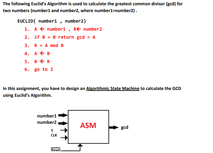 Solved The following Euclid's Algorithm is used to calculate | Chegg.com