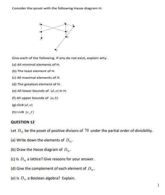 Solved Consider the poset with the following Hasse diagram | Chegg.com