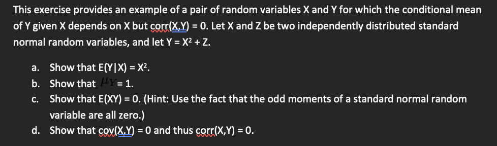 Solved This exercise provides an example of a pair of random | Chegg.com