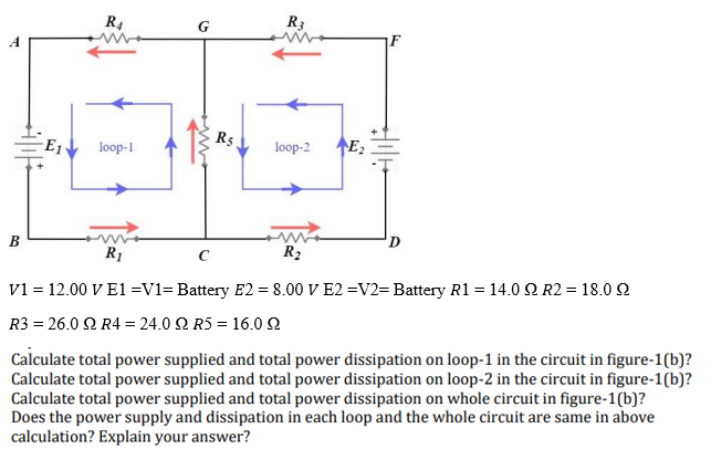 Solved Ra G R3 A Rs E1 Loop 1 Loop 2 E B D R R2 V1 1200 V 