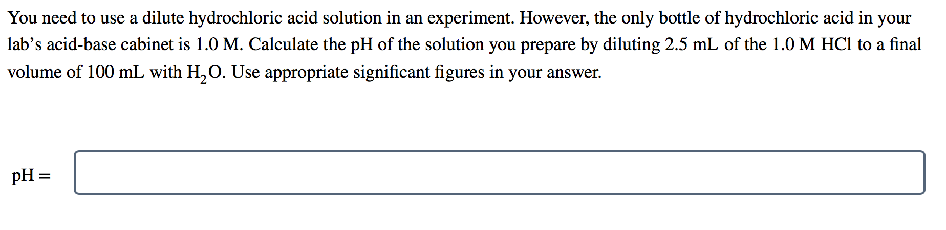 Solved You need to use a dilute hydrochloric acid solution | Chegg.com