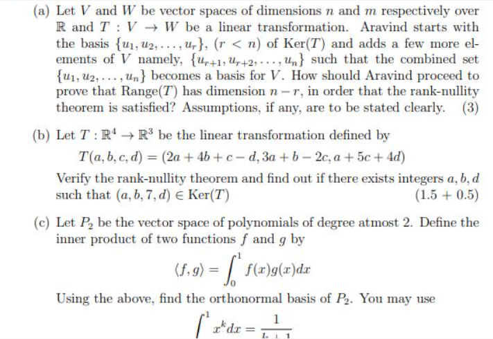 Solved (a) Let V and W be vector spaces of dimensions n and | Chegg.com