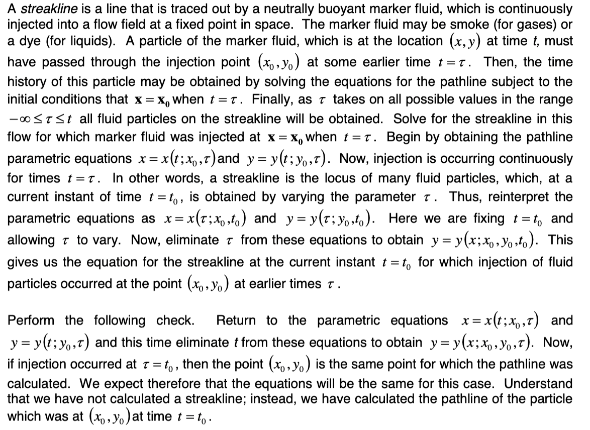 Solved A streakline is a line that is traced out by a | Chegg.com