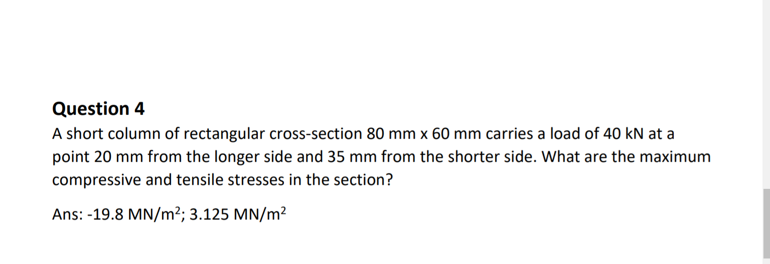 Solved a Question 4 A short column of rectangular | Chegg.com