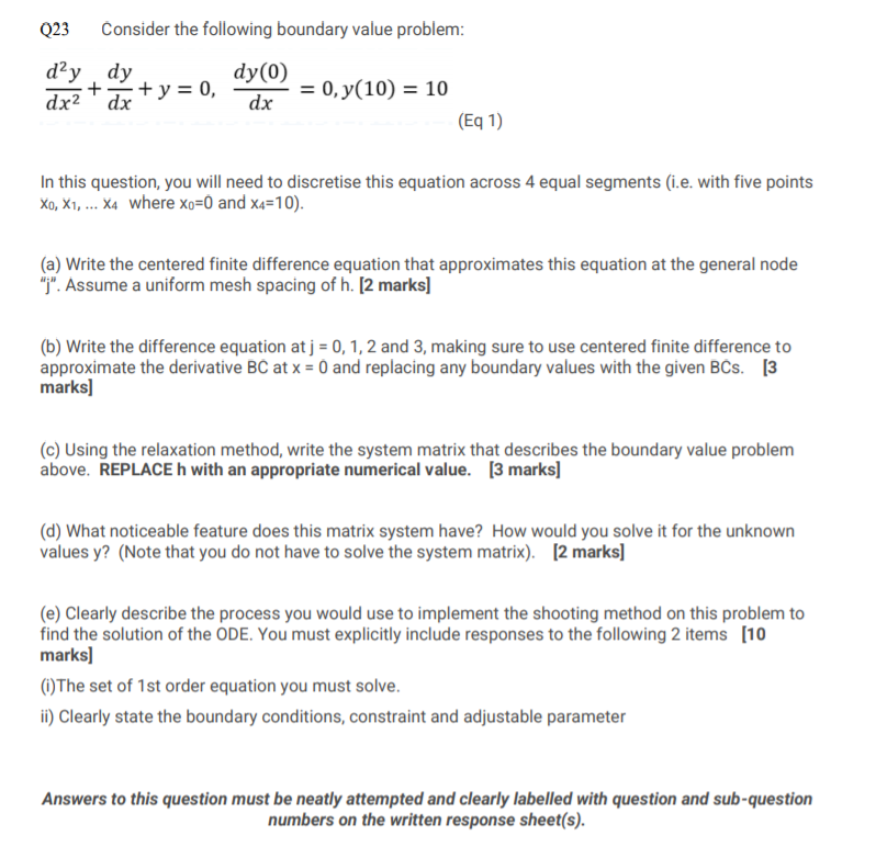 Solved 023 Consider the following boundary value problem: | Chegg.com