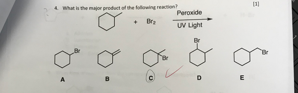 Solved 4. What is the major product of the following | Chegg.com