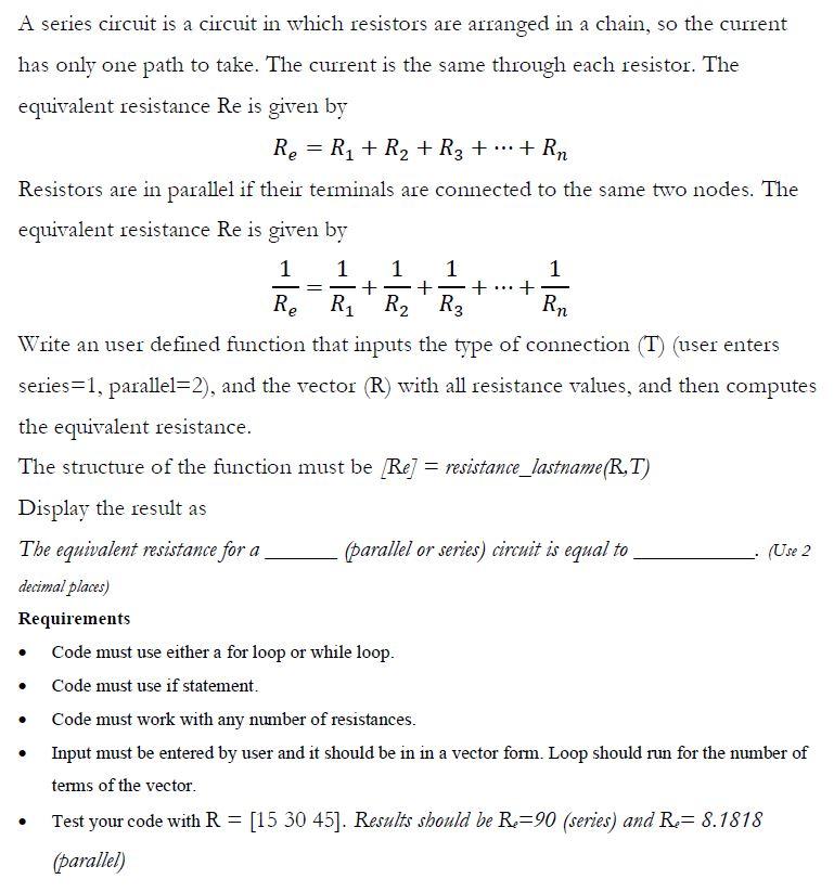Solved + Re Rn A series circuit is a circuit in which | Chegg.com