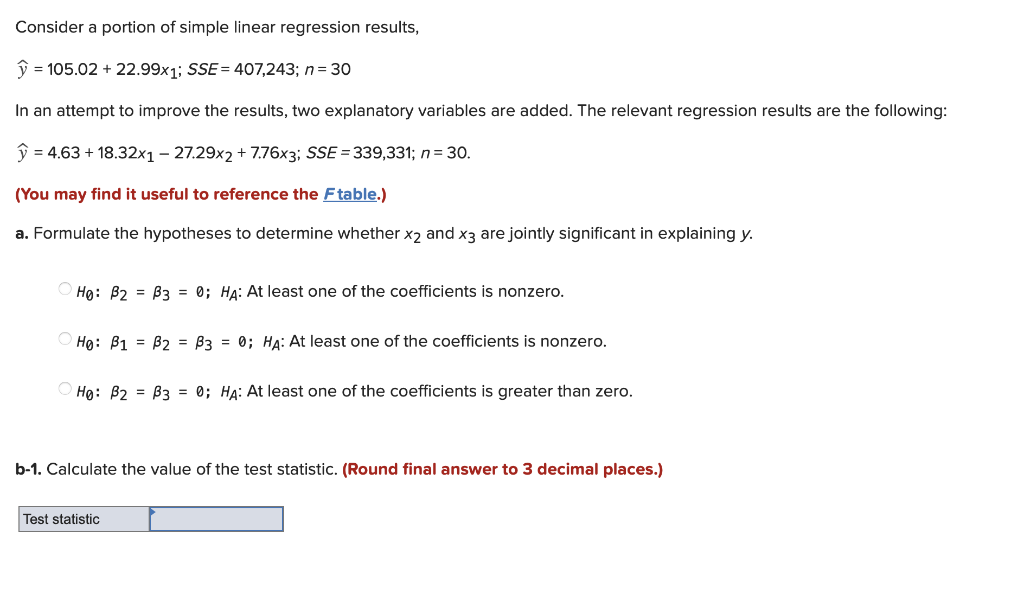 Solved Consider a portion of simple linear regression | Chegg.com