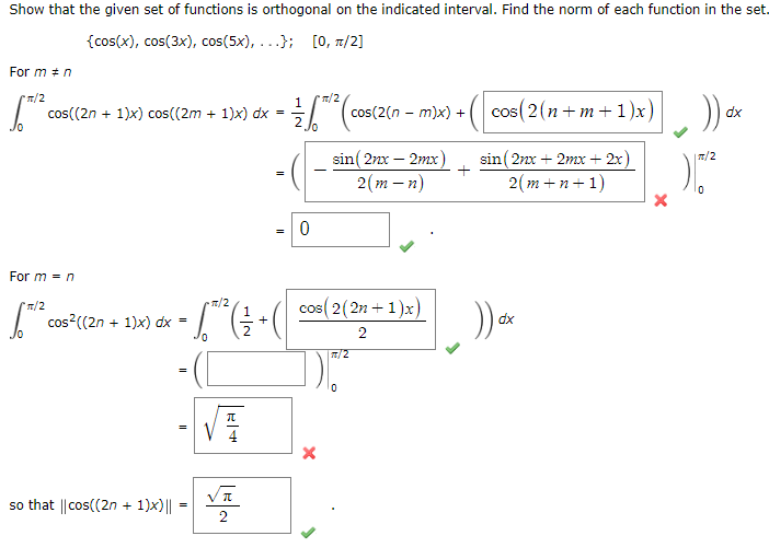 Show that the given set of functions is orthogonal on | Chegg.com