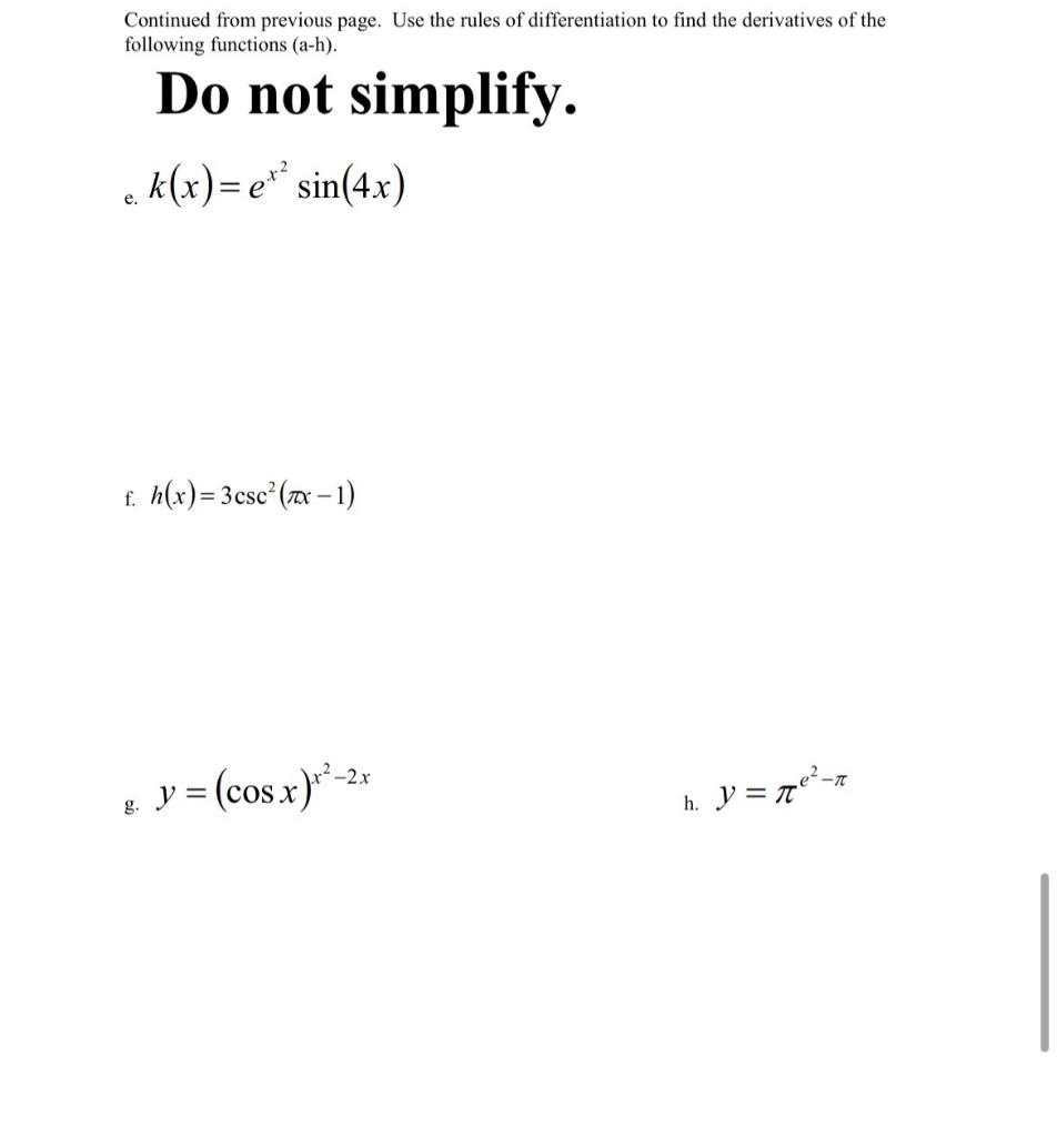 Solved Continued from previous page. Use the rules of | Chegg.com