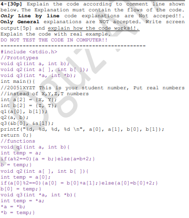 Solved 4- (30p) Explain the code according to comment line | Chegg.com