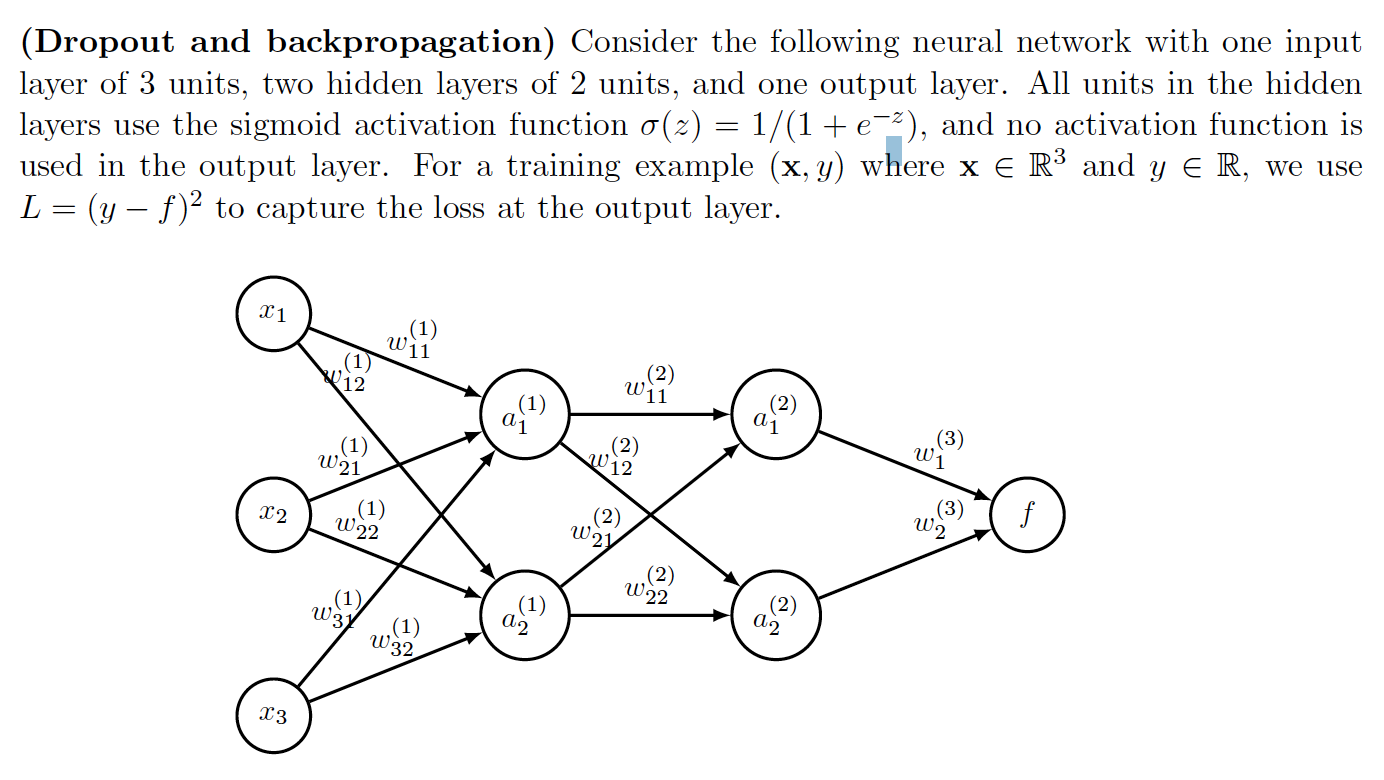 (Dropout and backpropagation) Consider the following | Chegg.com