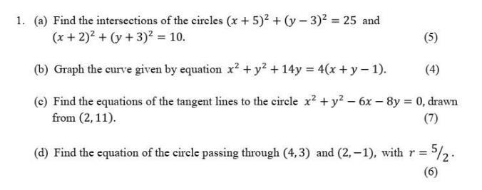 Solved 1. (a) Find the intersections of the circles | Chegg.com