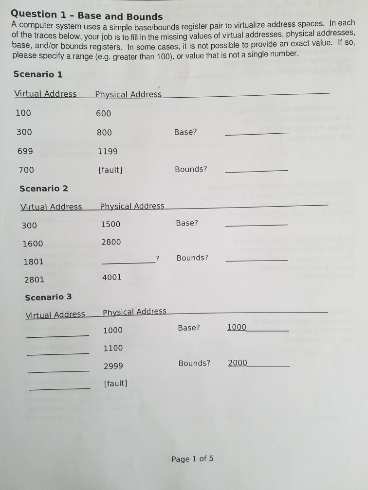 Solved Question 1 - Base and Bounds A computer system uses a | Chegg.com