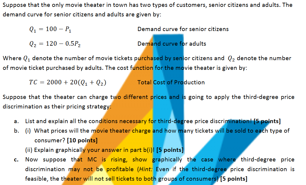 Solved Suppose that the only movie theater in town has two | Chegg.com