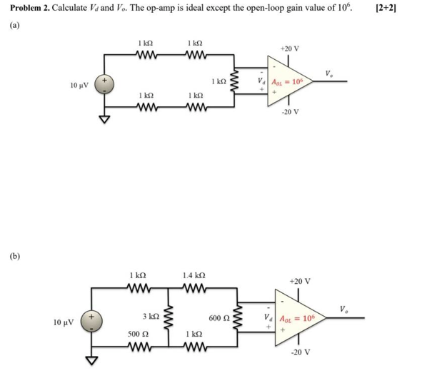 Solved Problem 2. Calculate Vd and Vo. The op-amp is ideal | Chegg.com