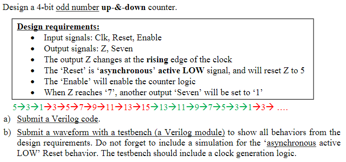 Solved Design a 4-bit odd number up-&-down counter. Design | Chegg.com