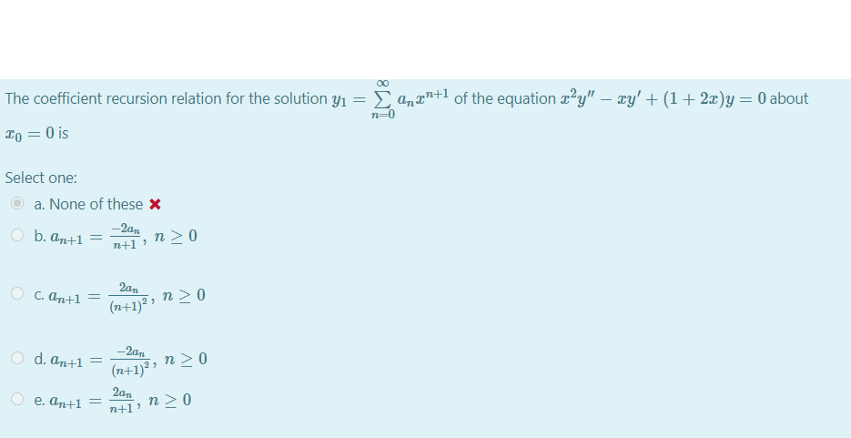 Solved The Coefficient Recursion Relation For The Solution 5881