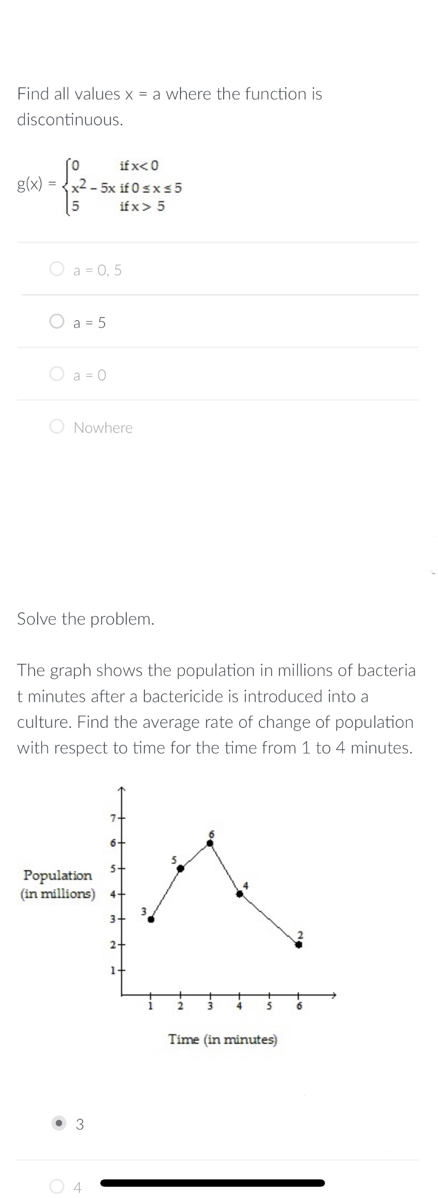 Solved Find all values x=a where the function is | Chegg.com