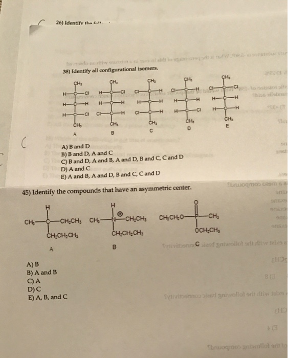 Solved Identify all configurational isomers B and D B and | Chegg.com