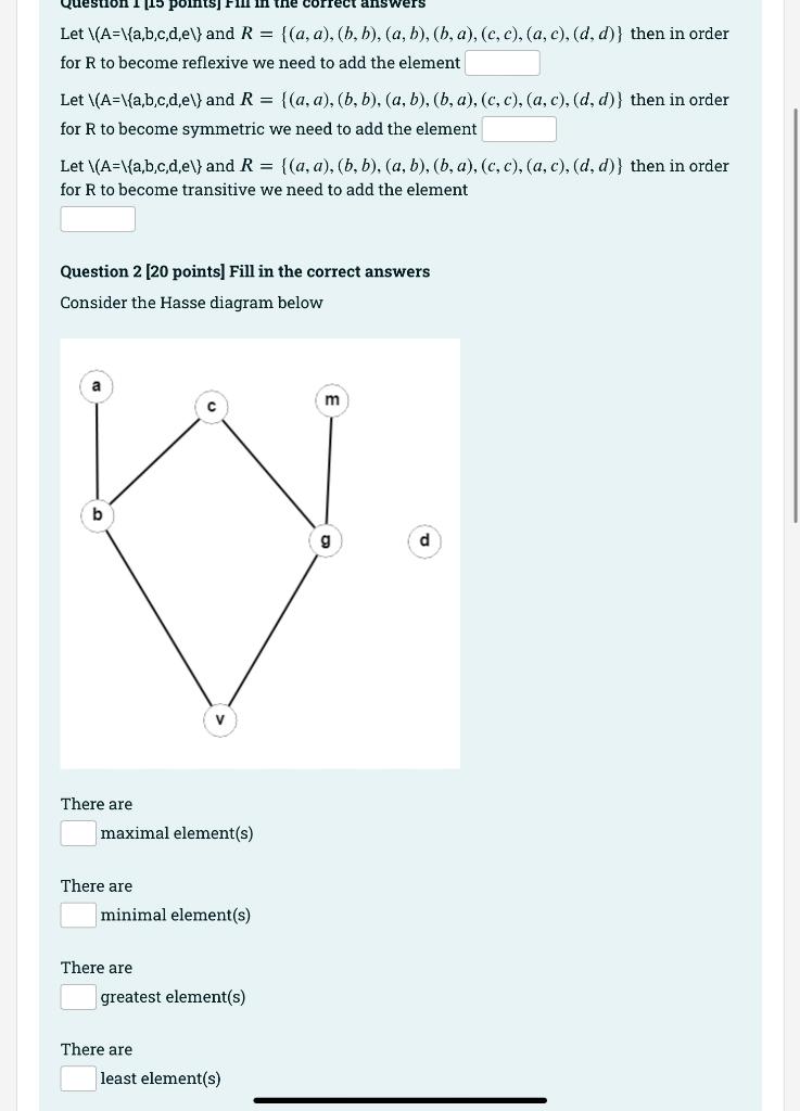 Solved the rect answers Question [15 points in Let | Chegg.com