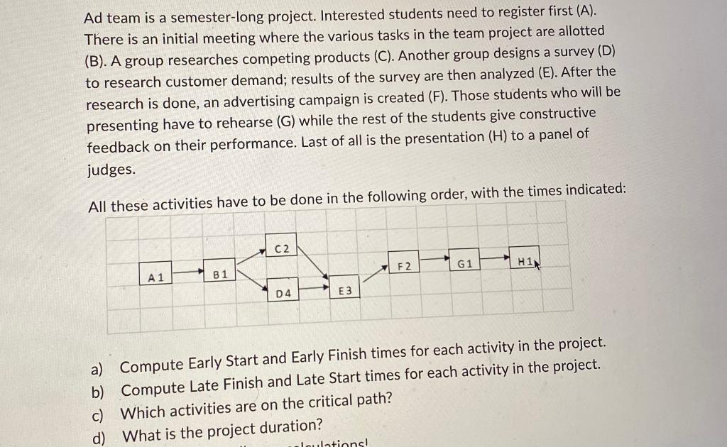 Solved Ad team is a semester-long project. Interested | Chegg.com