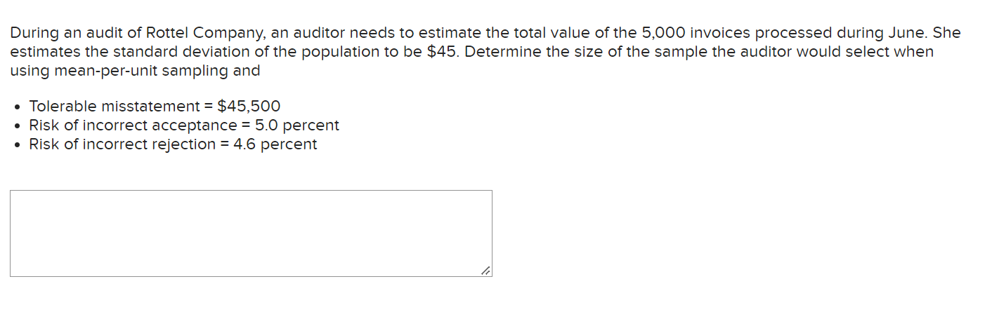 Solved During an audit of Rottel Company, an auditor needs | Chegg.com