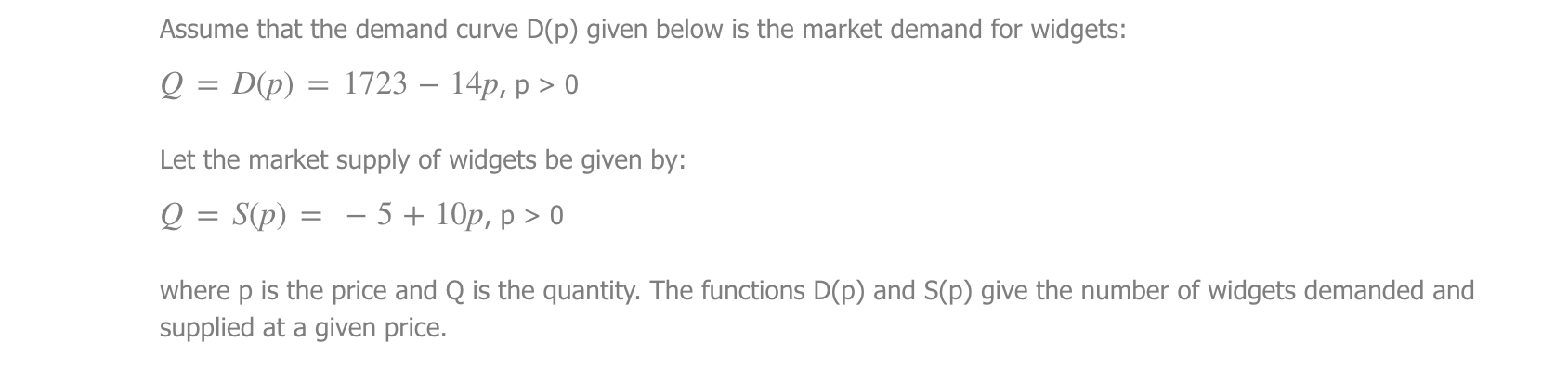 Assume that the demand curve D(p) given below is the | Chegg.com