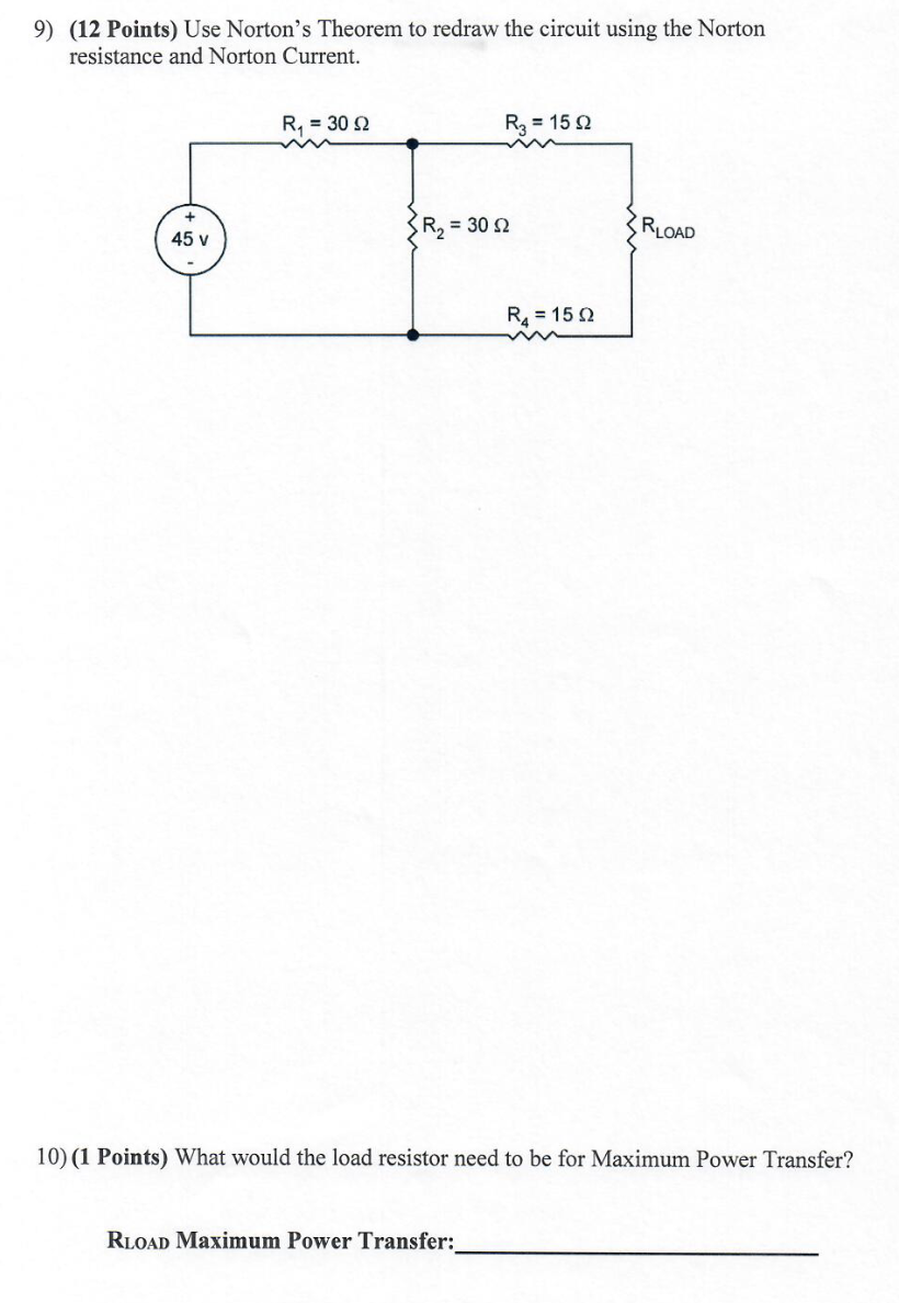 Solved 7) (12 Points) Use Thevenin's Theorem to redraw the | Chegg.com
