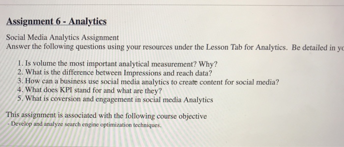 Solved social media -Analytic assignment.please answer | Chegg.com