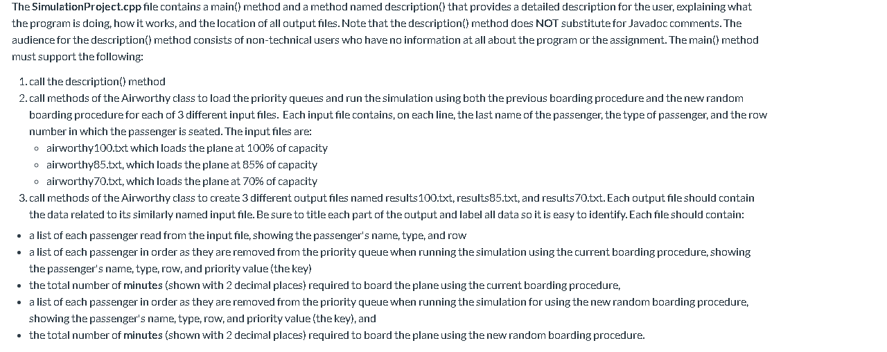 Solved For this project, we will simulate boarding | Chegg.com