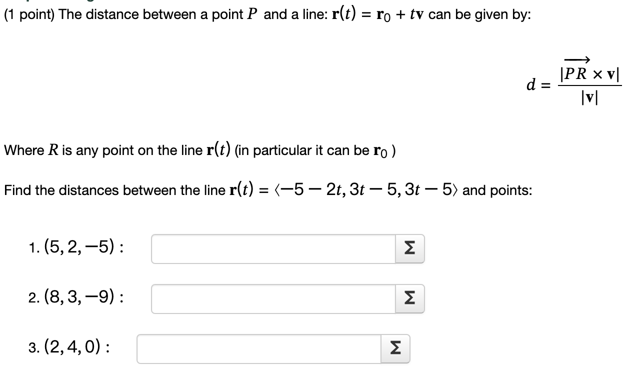 Solved (1 point) The distance between a point P and a plane: | Chegg.com | Chegg.com