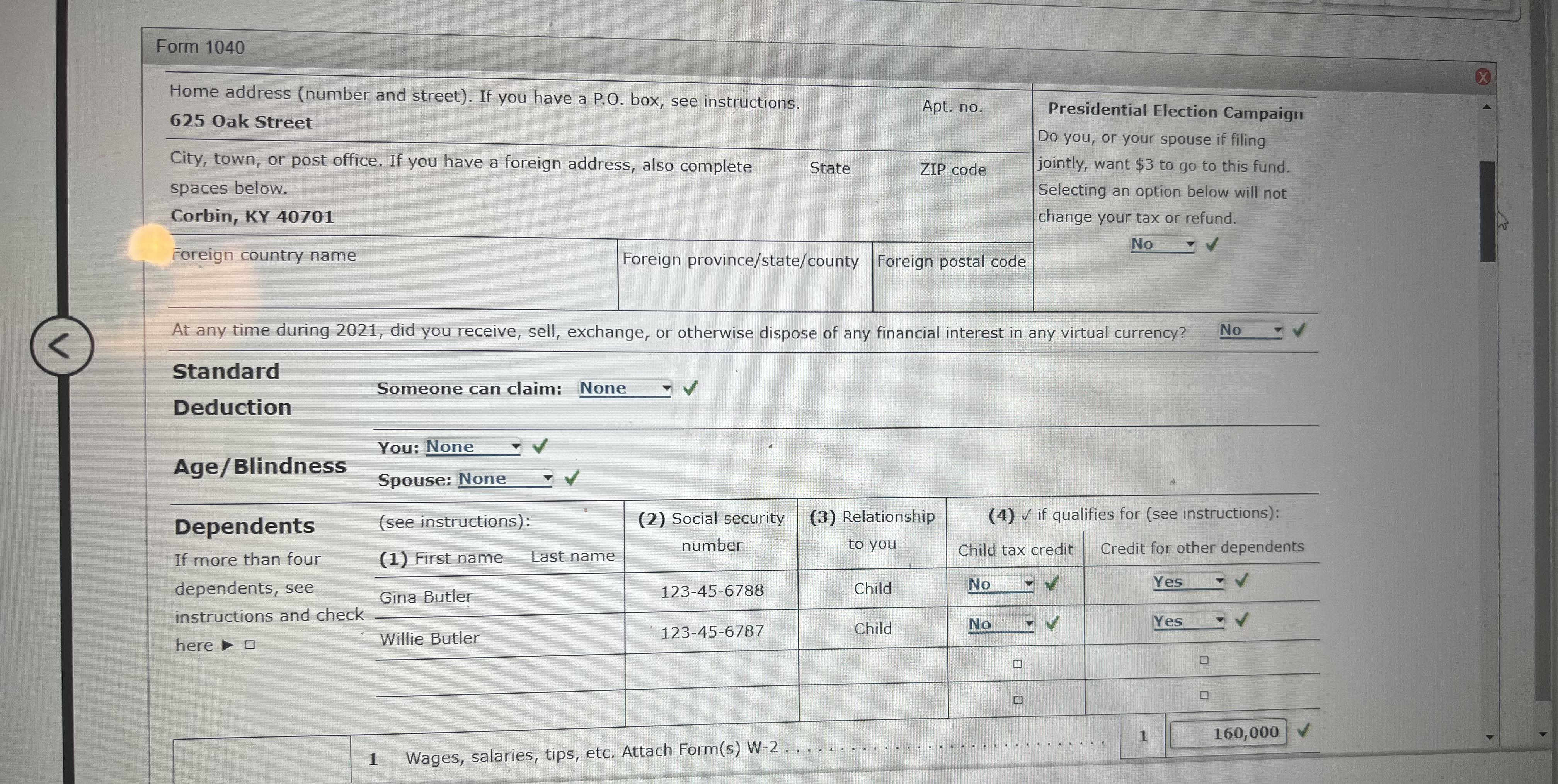 Note this is 2021 Tax. With following correct | Chegg.com