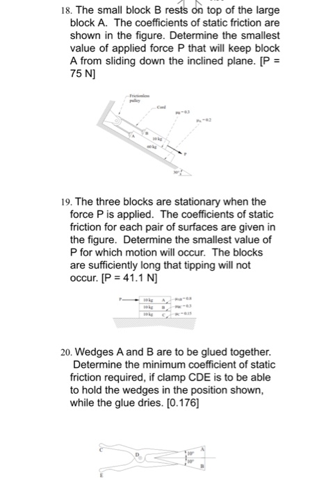 18. The small block B rests on top of the large block | Chegg.com