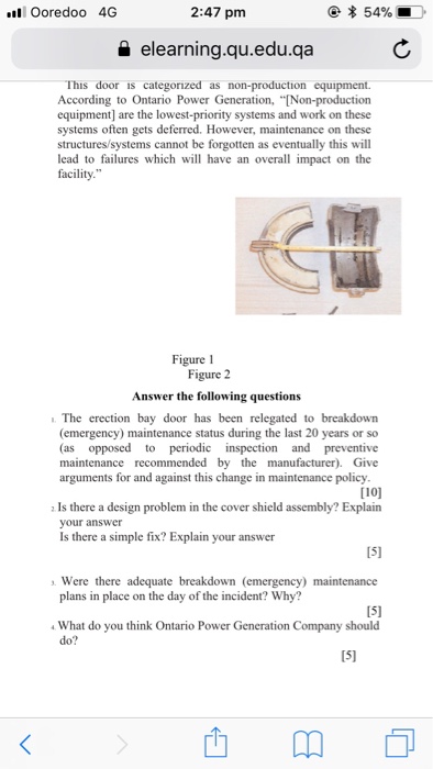 2:47 pm elearning.qu.edu.qa ll Ooredoo 4G * 54% | Chegg.com