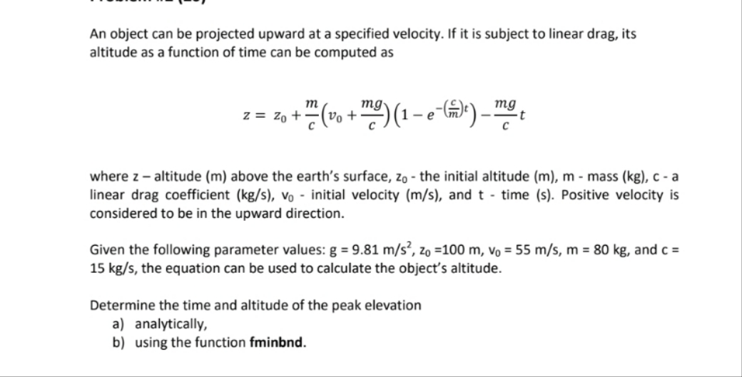 Solved An object can be projected upward at a specified | Chegg.com