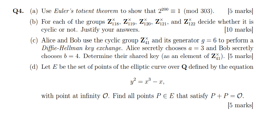 Solved Q4. (a) Use Euler's totient theorem to show that 2200 | Chegg.com
