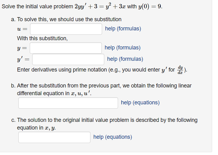 Solved Ive the initial value problem 2yy′+3=y2+3x with | Chegg.com