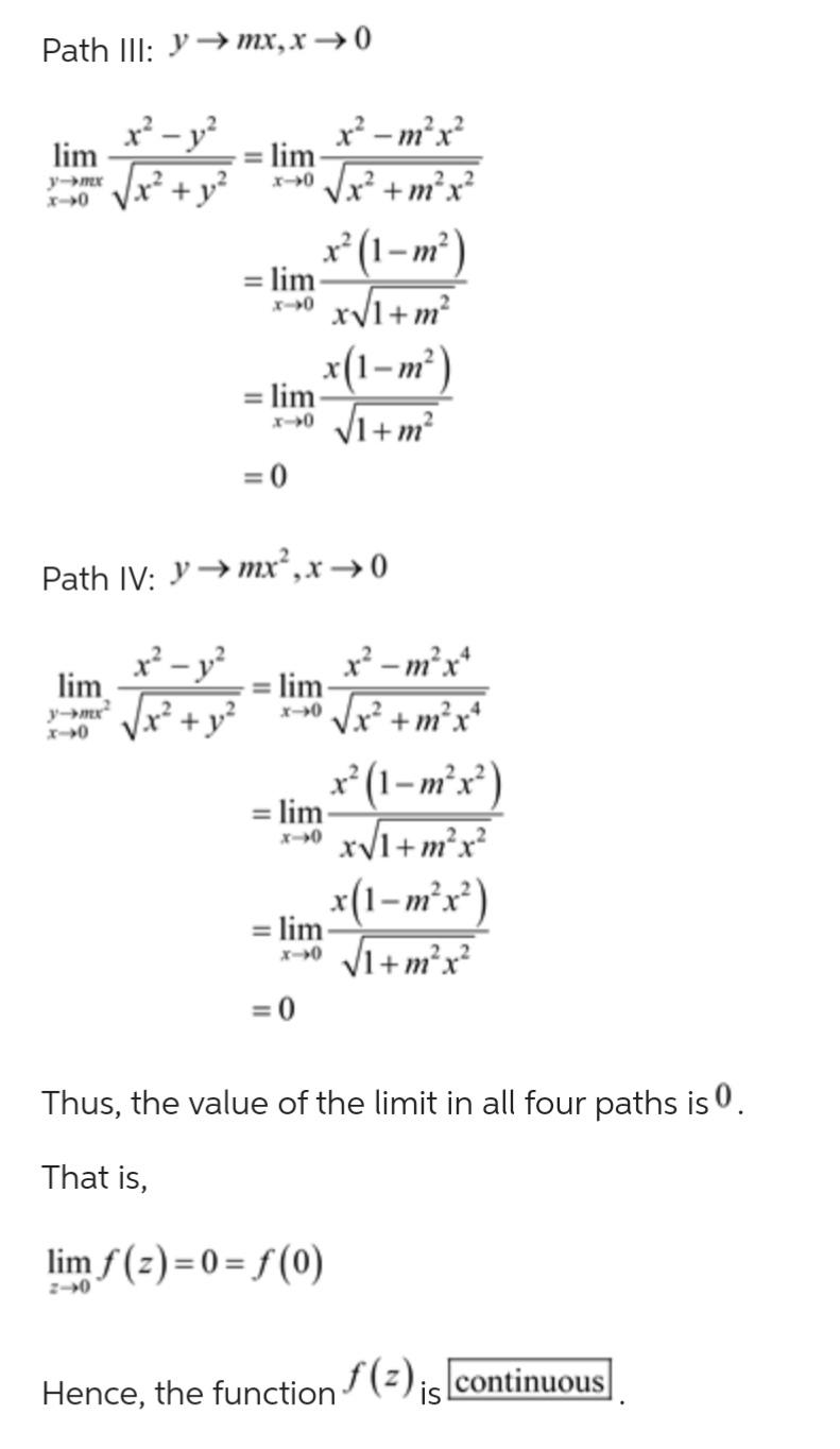 Solved Consider the function, f(z)={0∣z∣Rez2 if z=0 if z =0 | Chegg.com