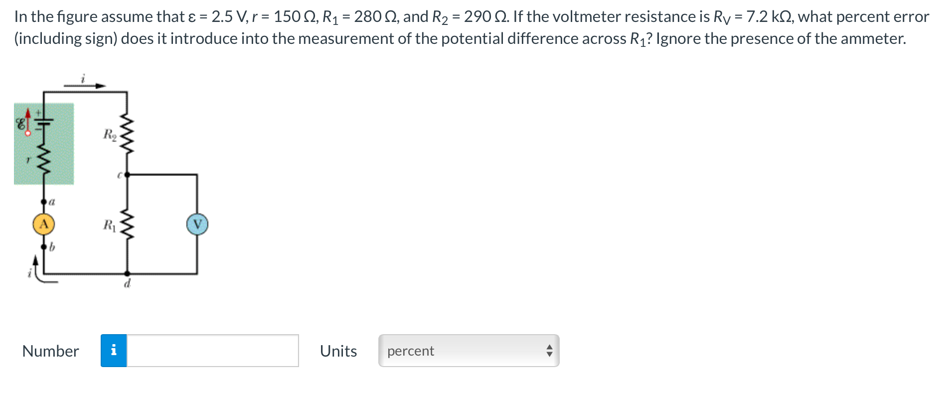 Solved In the figure assume that ε=2.5 V,r=150Ω,R1=280Ω, and | Chegg.com