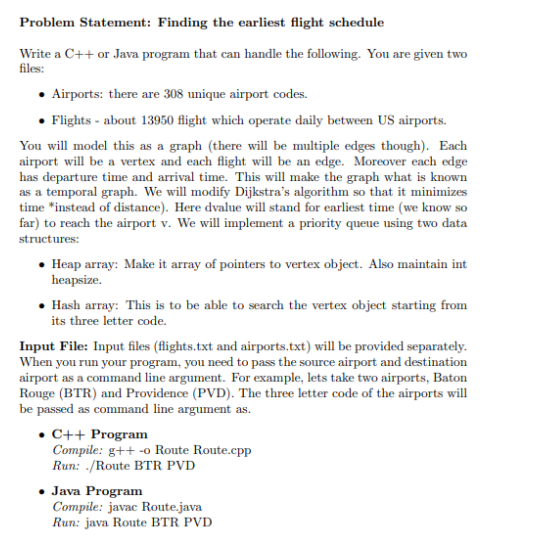 Problem Statement: Finding the earliest flight | Chegg.com