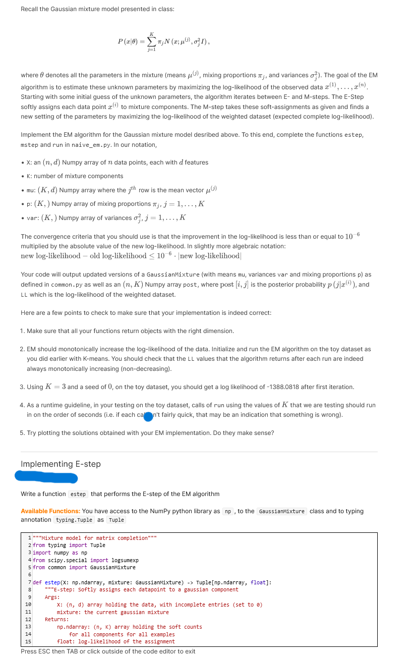 Solved Your task is to build a mixture model for | Chegg.com