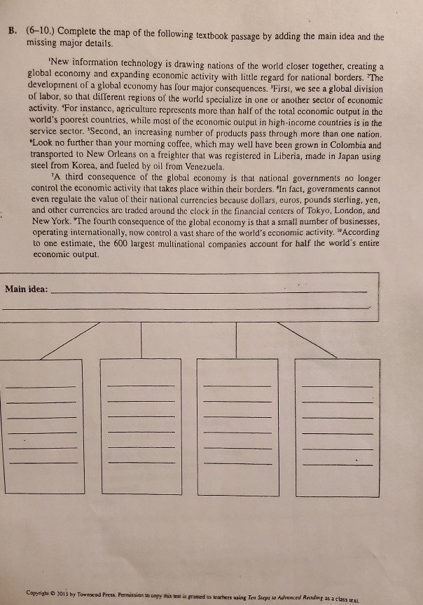 Solved B. (6-10.) Complete the map of the following textbook | Chegg.com