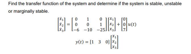 Solved Find the transfer function of the system and | Chegg.com
